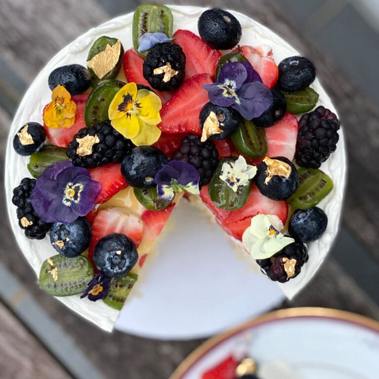 Lemon Berry Shortcake with Pressed Edible Flowers | Nurtured in Norfolk